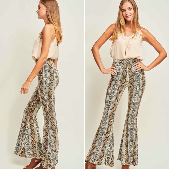 entro | Pants & Jumpsuits | New Arrivalreptile Print Flared Pants ...
